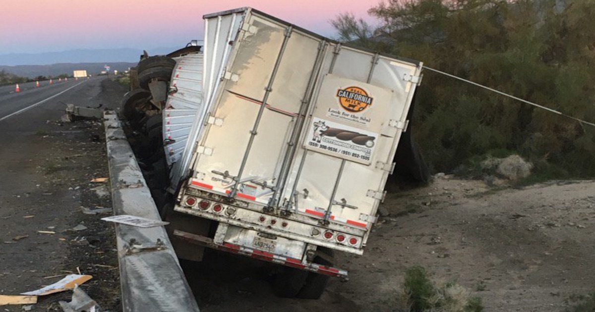 Driver Arrested For Dui After Big Rig Rollover Crash On The 10 Freeway